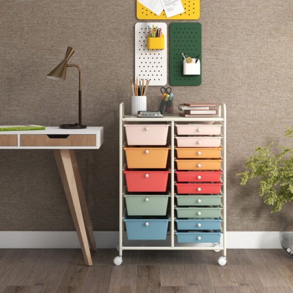 15-Drawer Utility Rolling Cart with Drawers Multi-Use Storage – Deals ...
